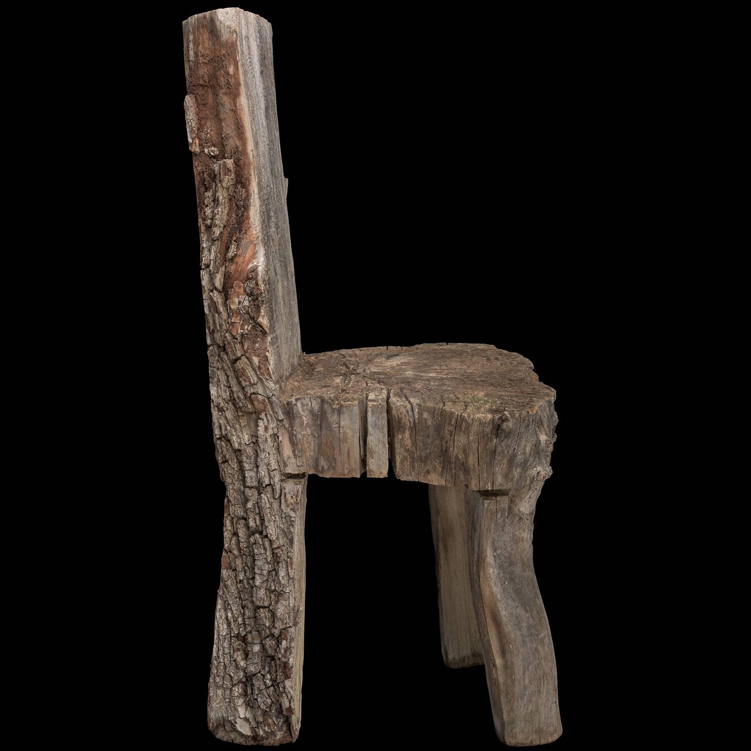 Primitive Wooden Hall Chair For Sale at 1stdibs