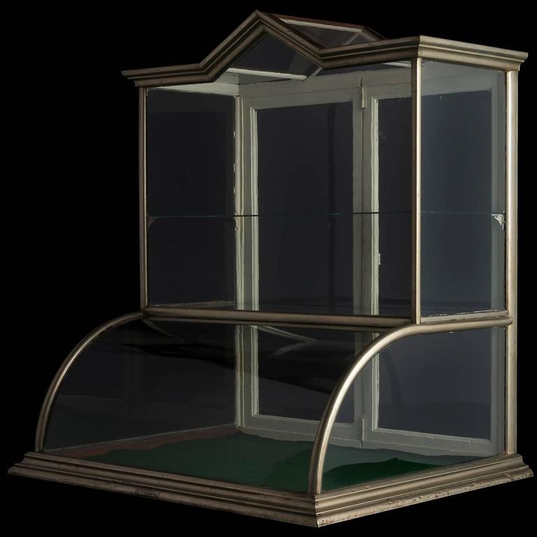 Nickel and Oak Tower Display Case, circa 1880 For Sale at 1stDibs