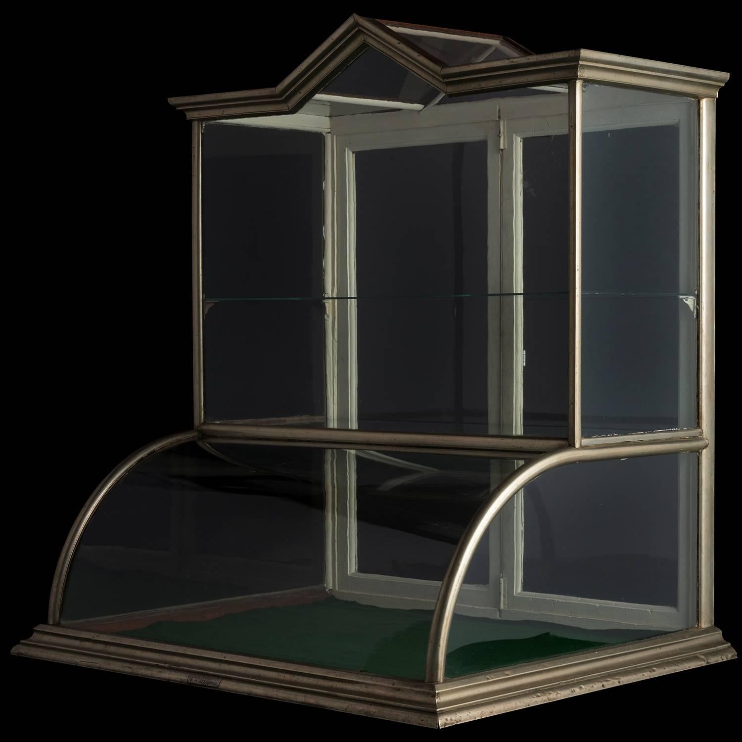 Nickel and Oak Tower Display Case, circa 1880 For Sale at 1stDibs