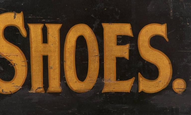 "Children's Shoes" Hand-Painted Wooden Store Sign, circa 1890 at 1stDibs