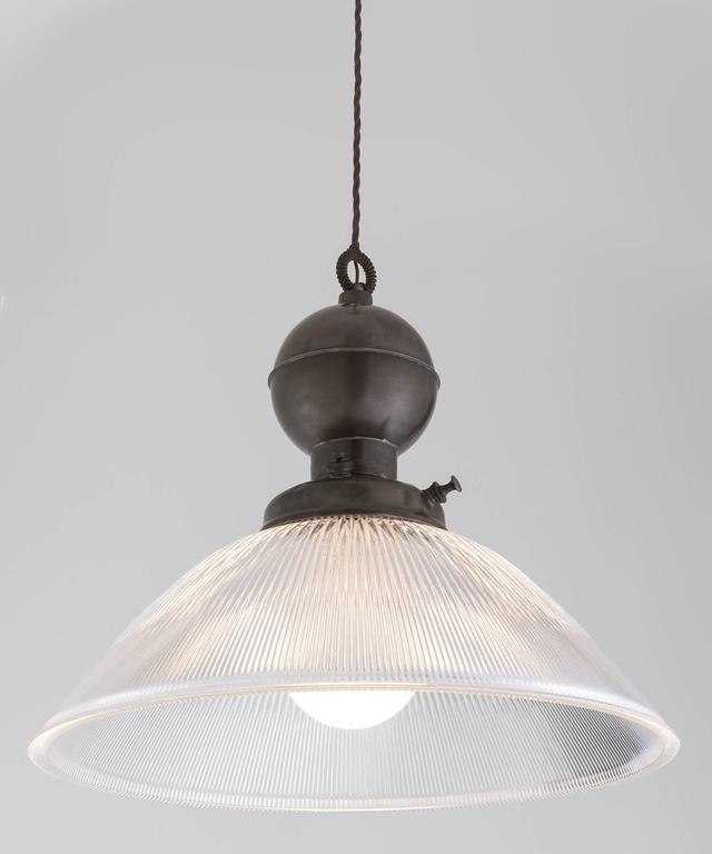 Industrial Glass and Brass Gas Lamp Pendant, Italy, 21st century For ...