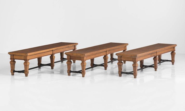 Banque de France Oak Bench, France, circa 1925 at 1stDibs