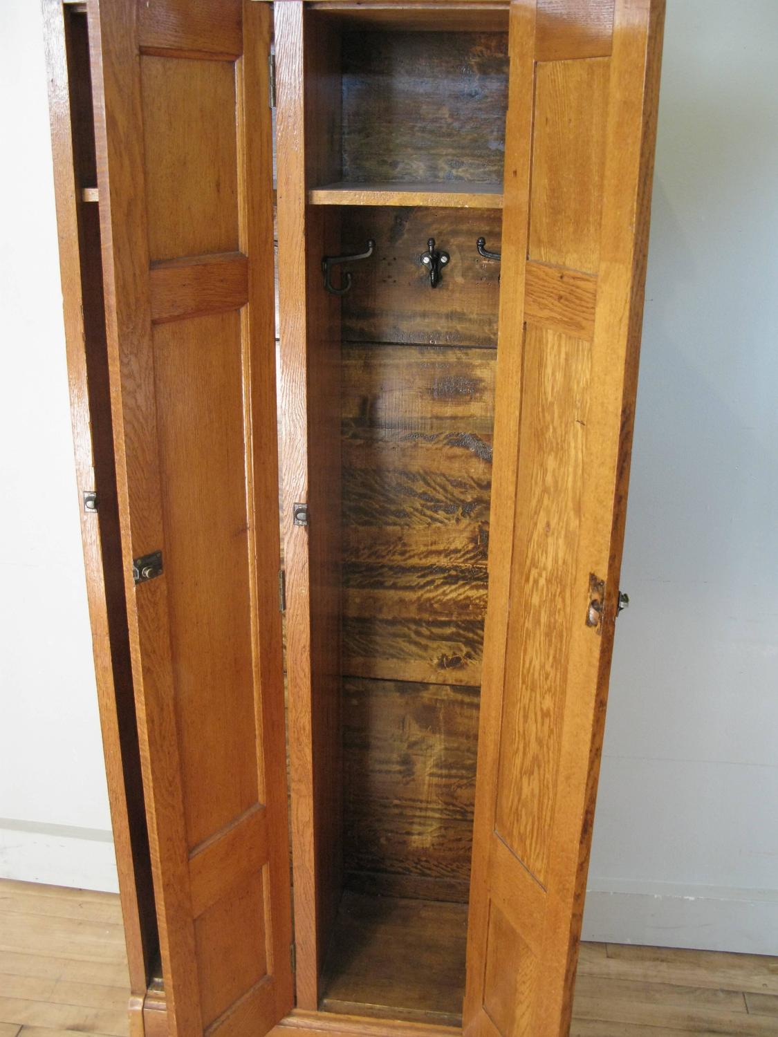 Antique 1940s Two-Door Oak Locker Cabinet at 1stdibs