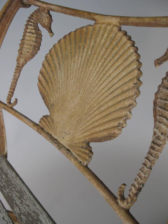 Pair of rare 1920s Cast Iron Seashell and Seahorse Chairs at 1stDibs