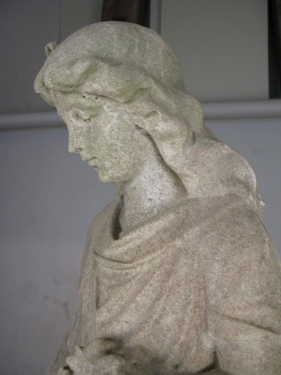 Antique Romantic Period Carved Marble Angel Sculpture at 1stDibs