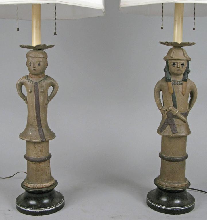 Pair of Antique Japanese Samurai Pottery Lamps at 1stDibs | antique ...