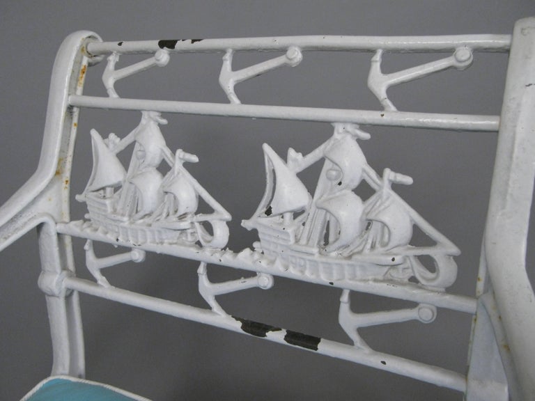 Pair of Rare Antique Cast Iron Sailing Ship and Anchor Chairs at 1stDibs