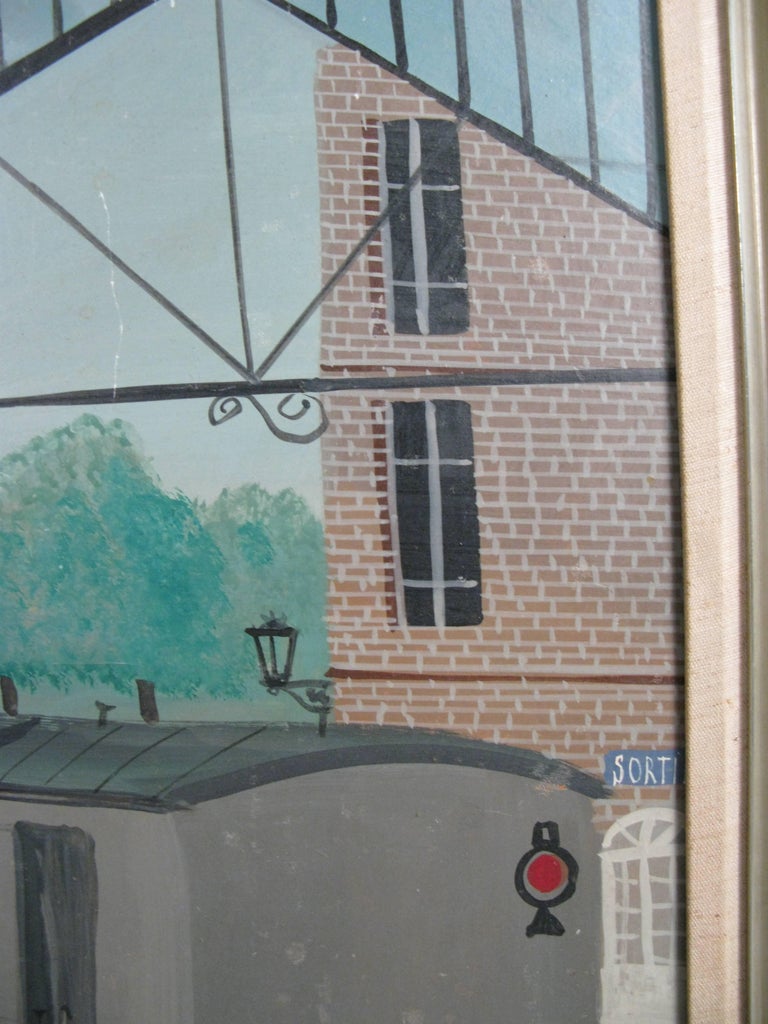 Paris Train Station Painting by A. M. Guerin at 1stDibs