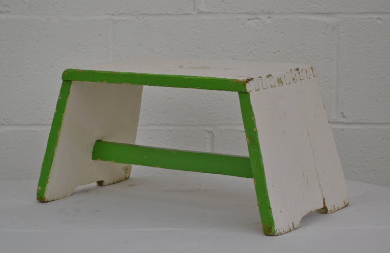 Painted Pine Footstool For Sale at 1stDibs