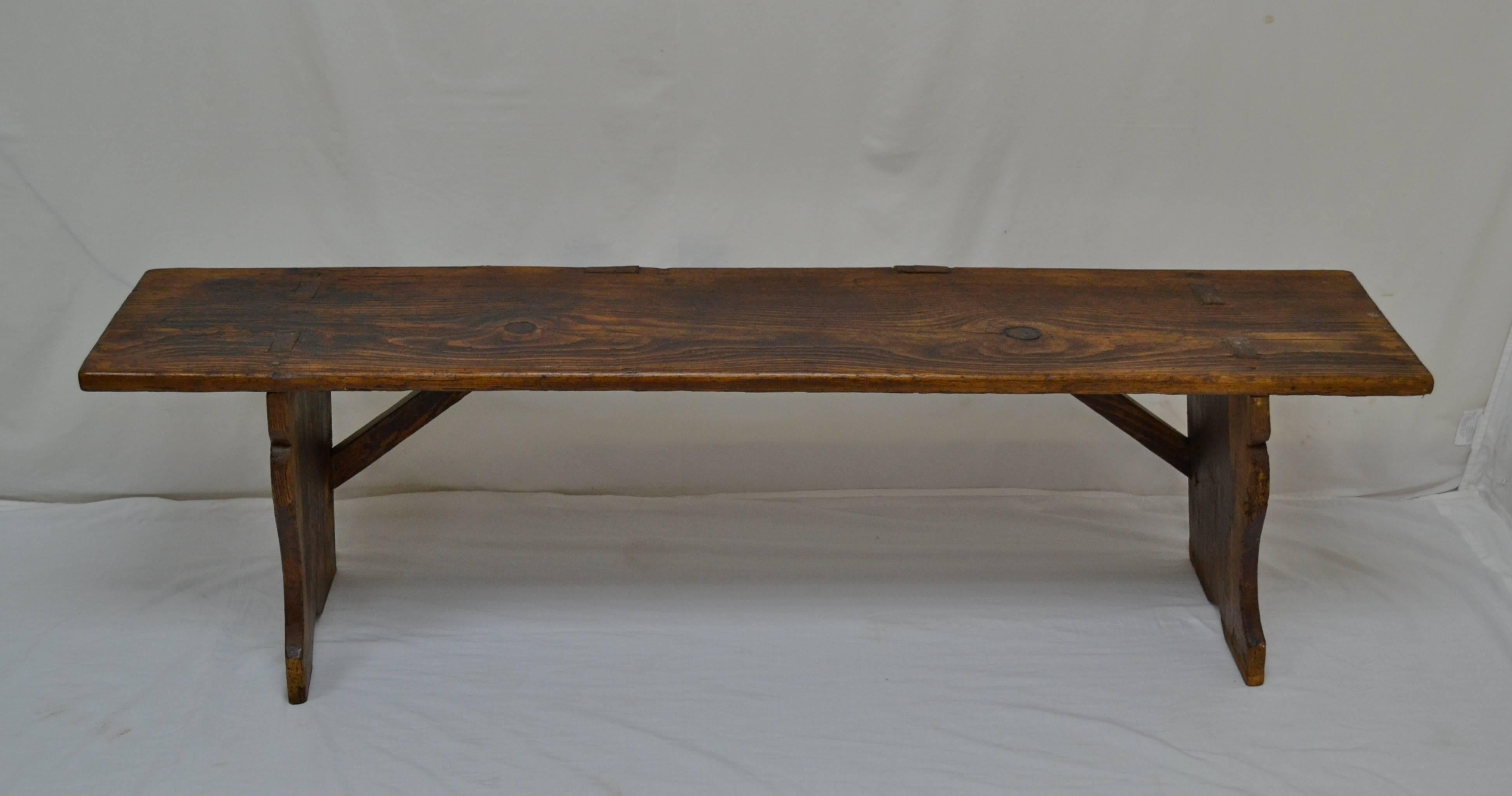 Painted Pine Bench at 1stDibs