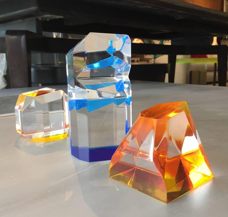 Trio of Lucite Sculptures Signed and Dated For Sale at 1stDibs