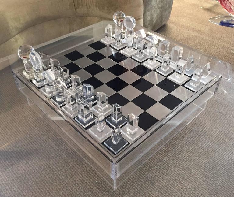 Lucite and Aluminum Chess Set, circa 1970s at 1stDibs