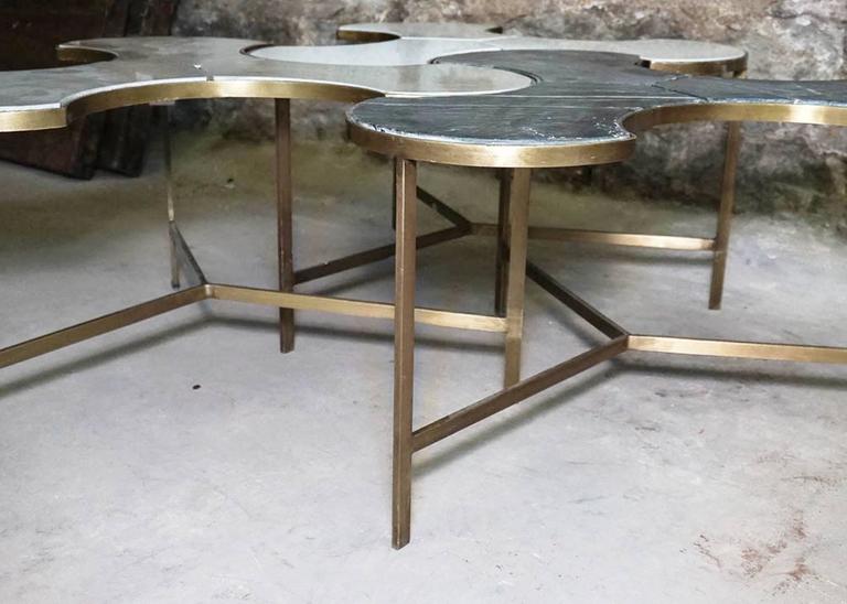 Custom Marble and Brass Trefoil Puzzle Tables at 1stDibs