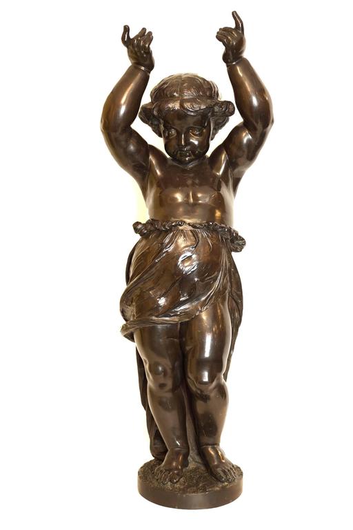 Pair of Very Large French, 19th Century Bronze Cherub Statues Signed A ...