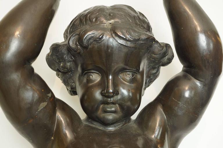 Pair of Very Large French, 19th Century Bronze Cherub Statues Signed A ...