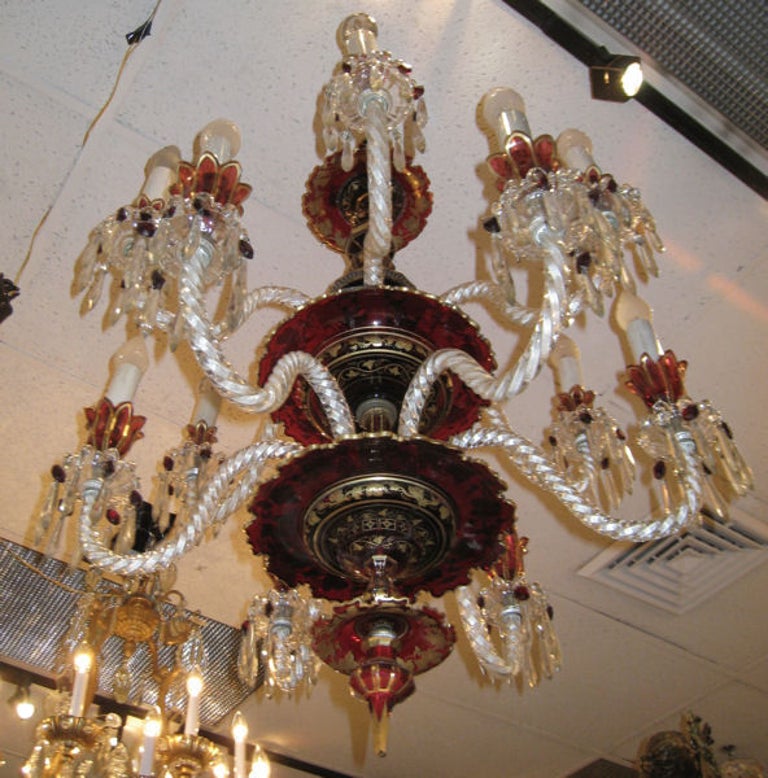 Bohemian Ruby Red Glass Chandelier at 1stDibs