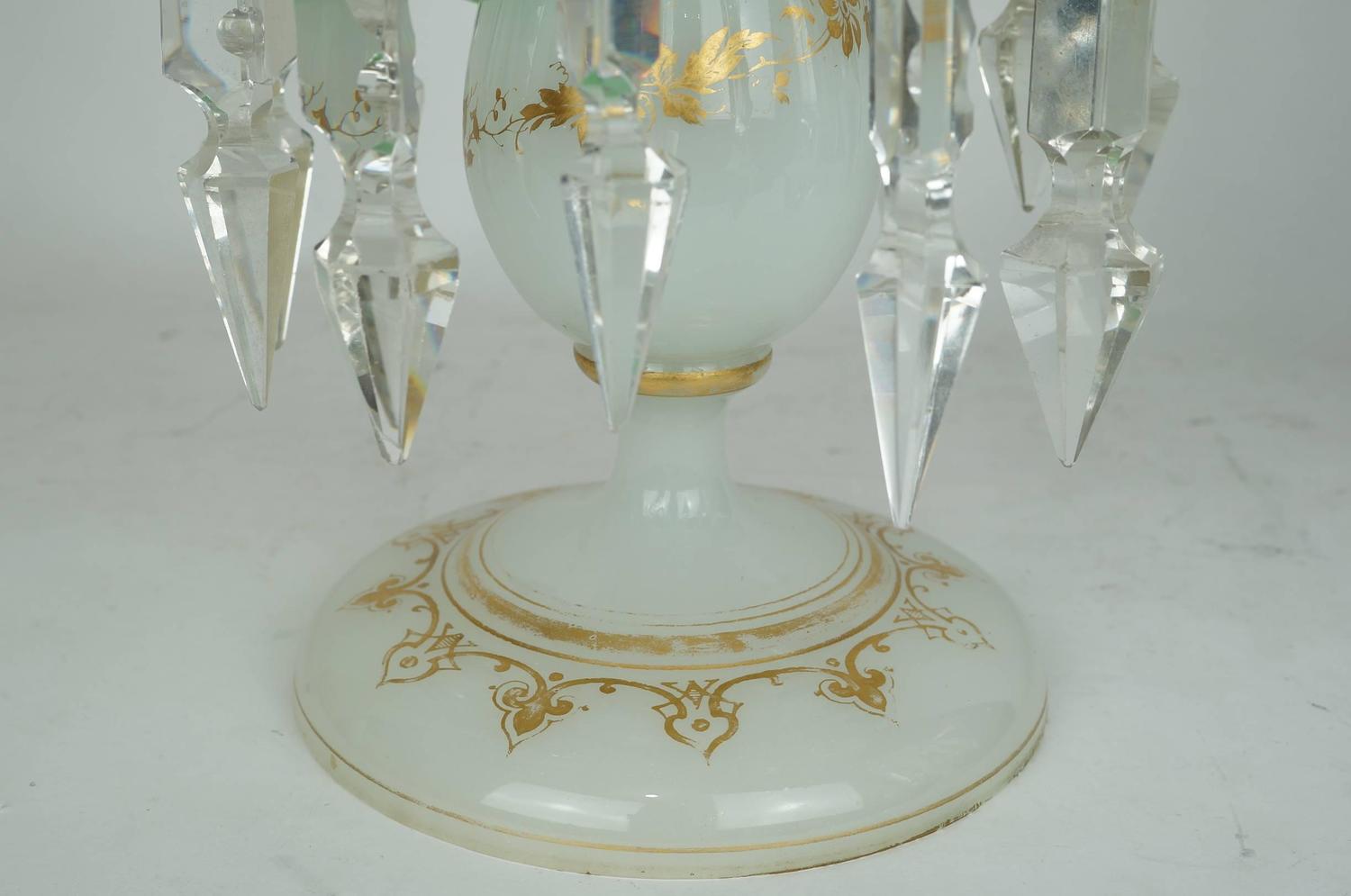Pair of Opaline Luster Candle Holders with Snake Twisted on Stem For ...