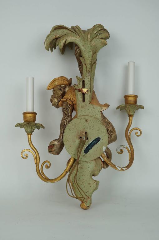 Pair of Two-Arm Wall Light Sconces with Monkey Figures at 1stDibs ...