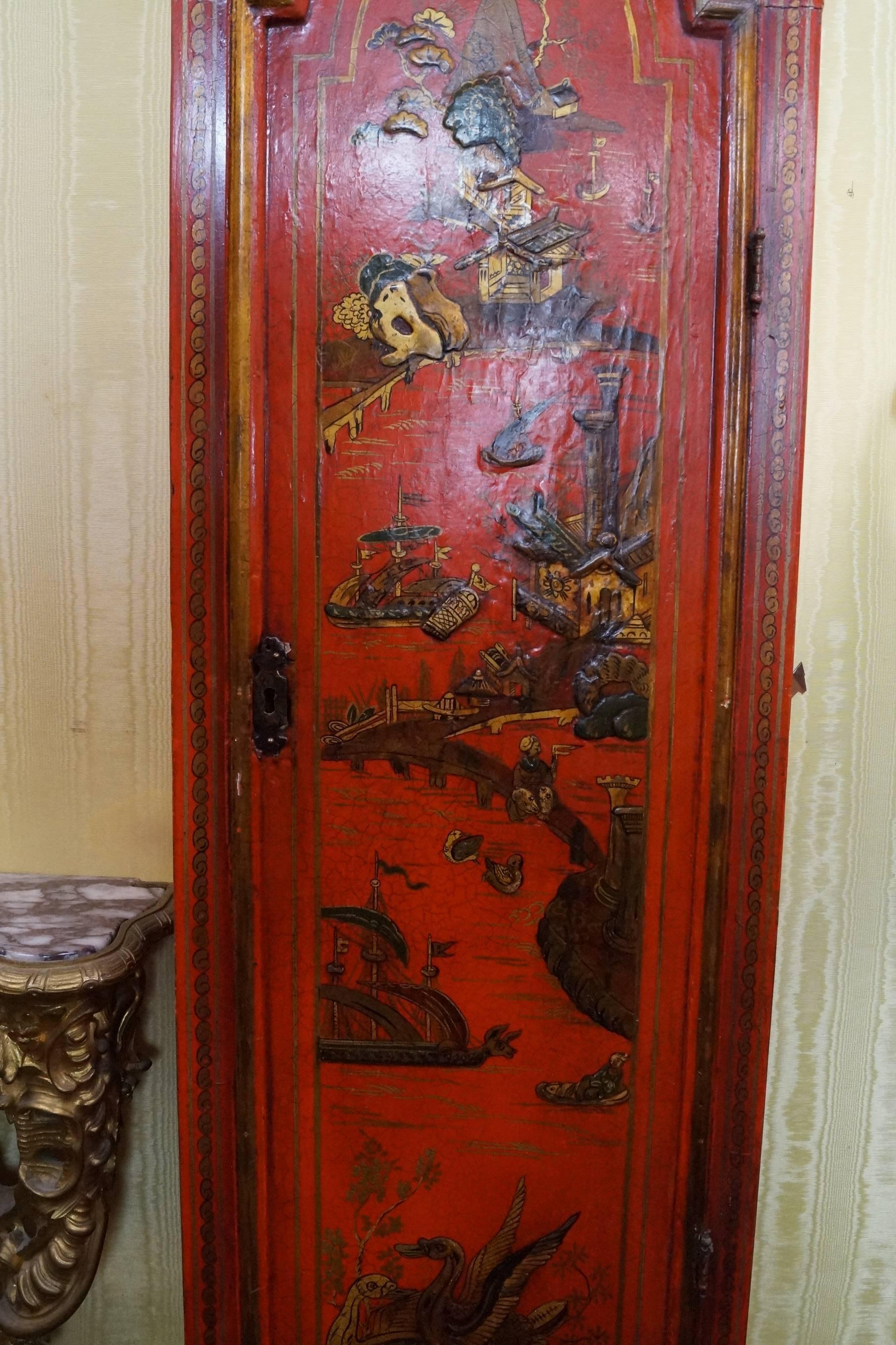 Tall Chinoiserie Red Painted Grandfather Clock at 1stDibs | red ...