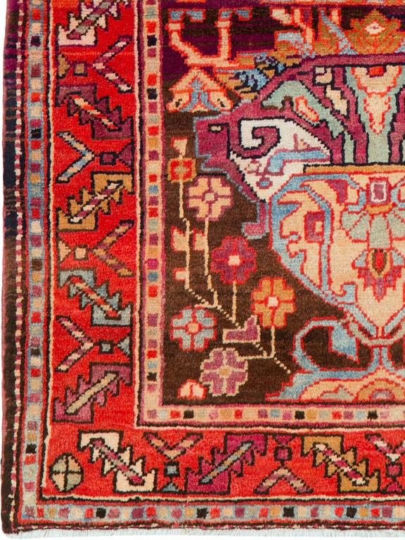 Vintage Persian Hamadan Throw Rug For Sale at 1stDibs