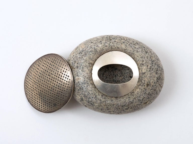 John Prip Sterling Silver and Granite River Stone Lidded Box For Sale ...
