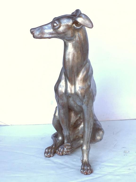 Large Italian Greyhound of Silver Gilt Carved Wood at 1stDibs