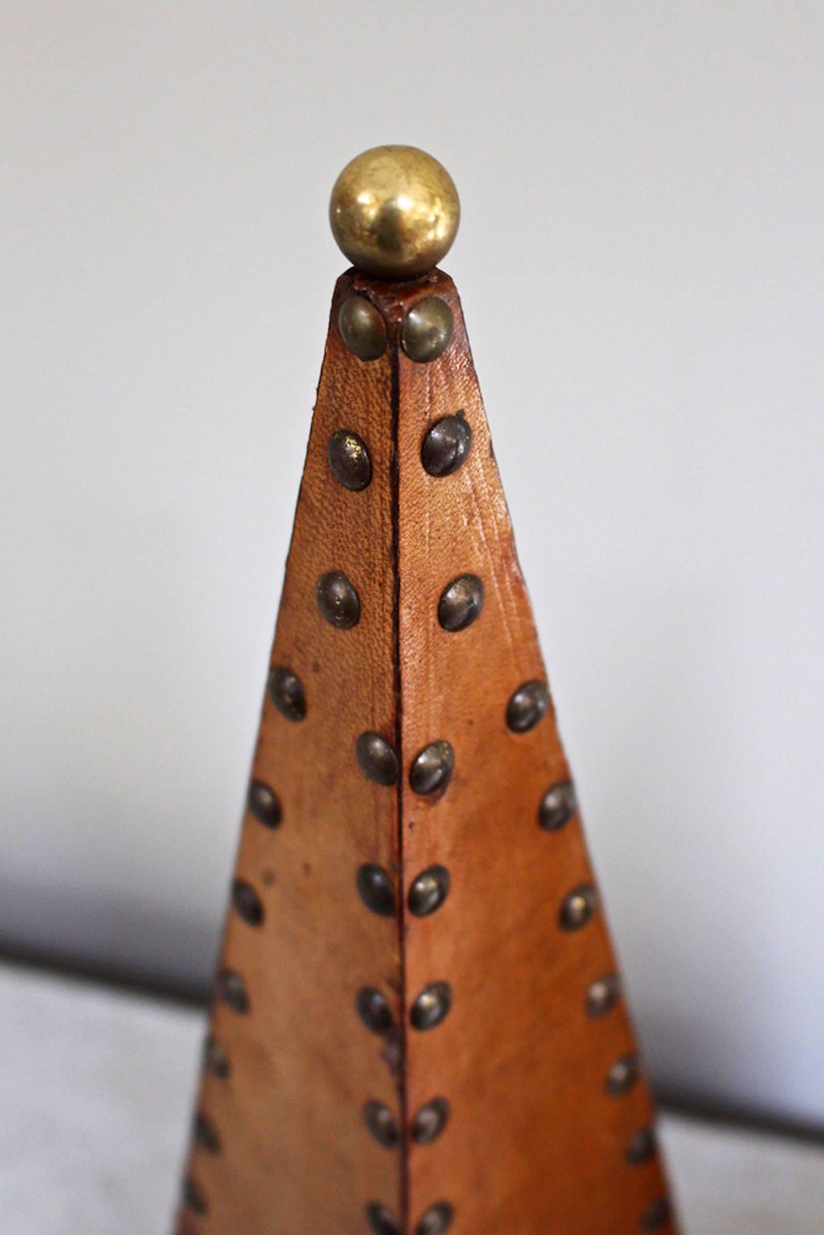 English Decorative Leather and Brass Obelisks (Priced as a Pair) at ...