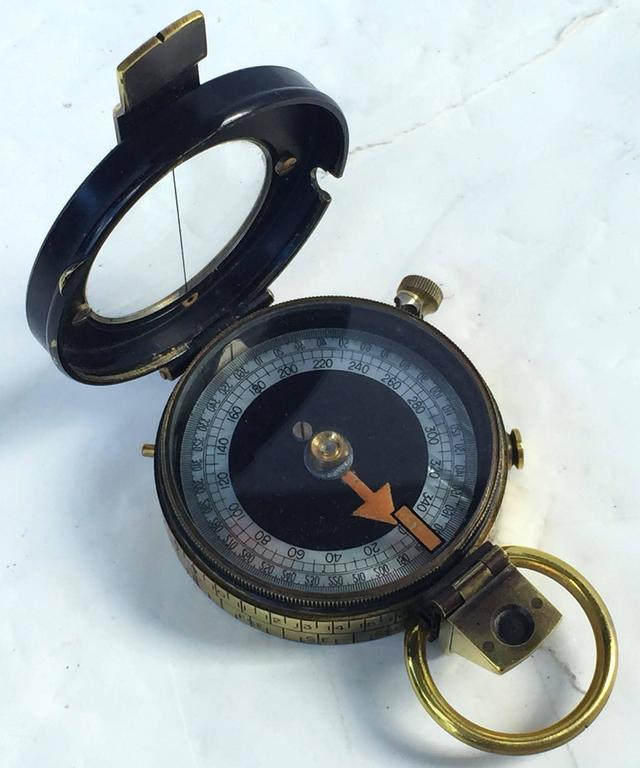 British WWI Marching Compass with Leather Case at 1stDibs
