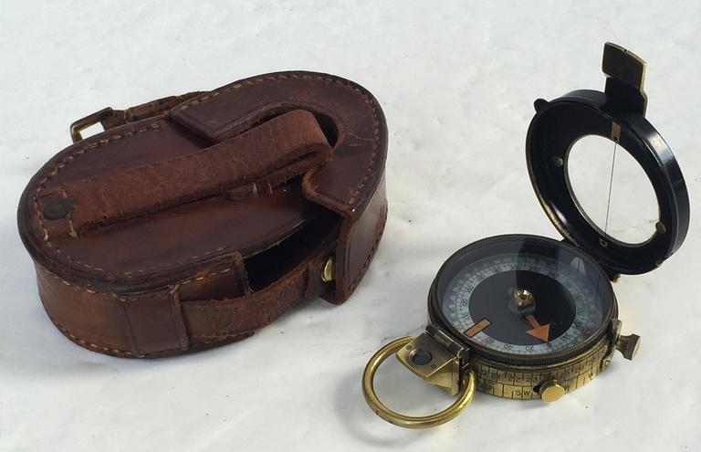 British WWI Marching Compass with Leather Case at 1stDibs
