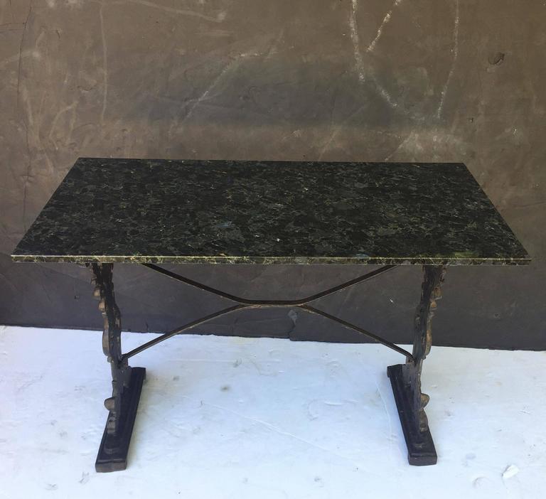 English Pub or Bistro Tables of Cast Iron with Granite Top (Pair ...