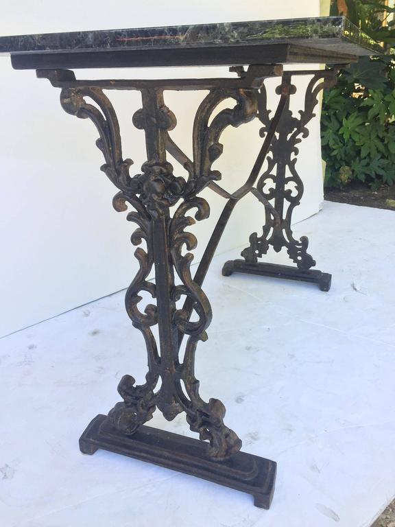 English Pub or Bistro Tables of Cast Iron with Granite Top (Pair ...