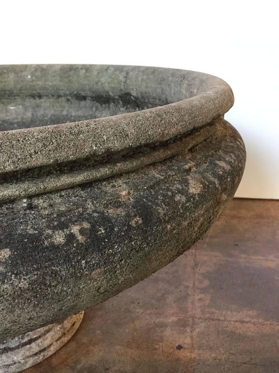Pair of English Garden Stone Extra Large Round Planters at 1stDibs