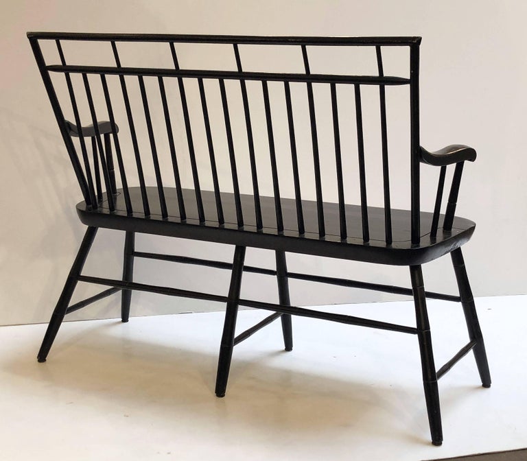 American Spindle Back Settee or Seating Bench of Painted Wood at 1stDibs