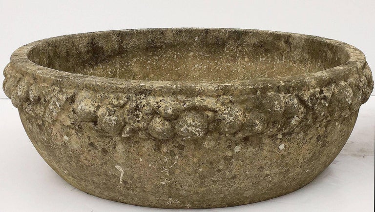 Four Large Round English Garden Stone Low Planters 'Individually Priced ...