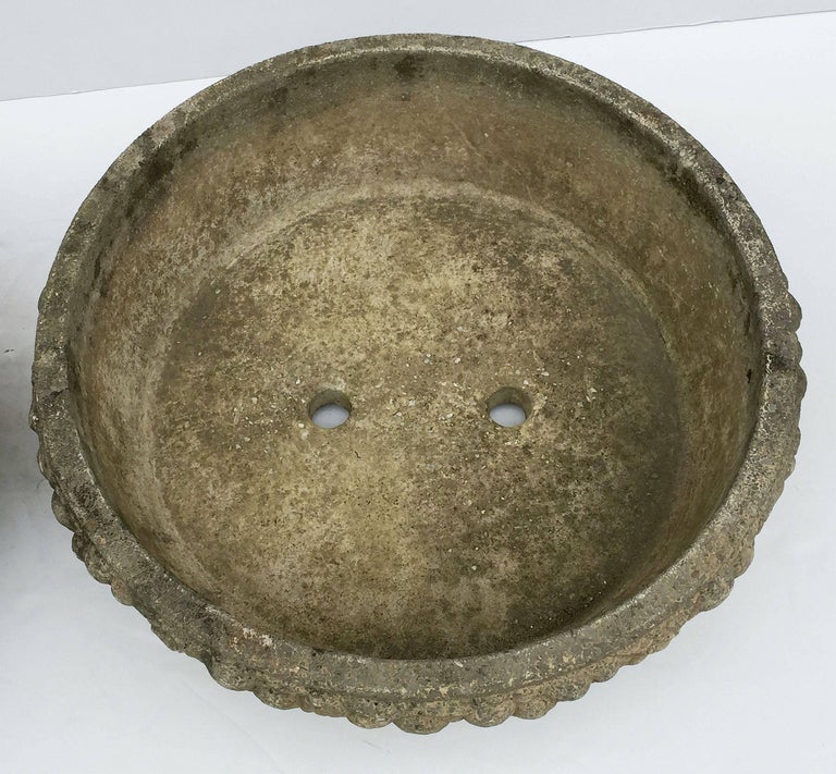 Four Large Round English Garden Stone Low Planters 'Individually Priced ...