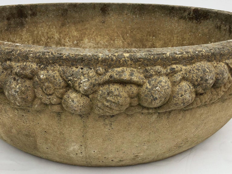 Four Large Round English Garden Stone Low Planters 'Individually Priced ...