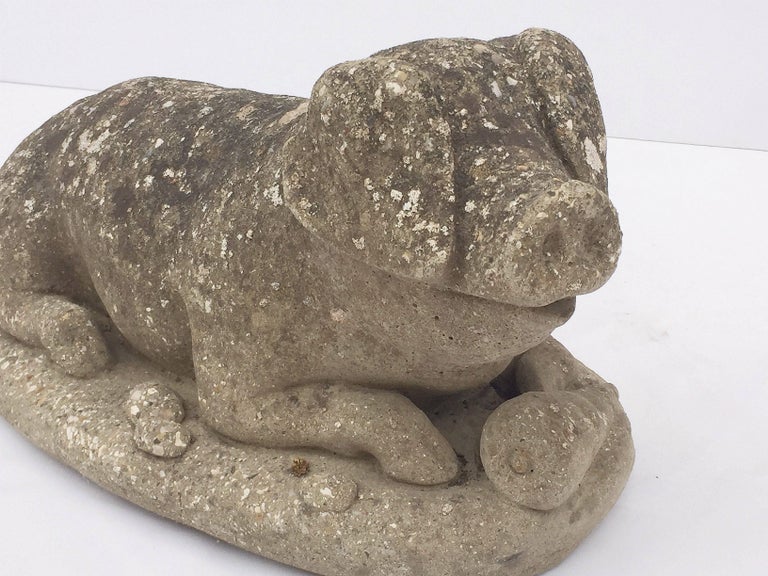 English Garden Stone Pig at 1stDibs