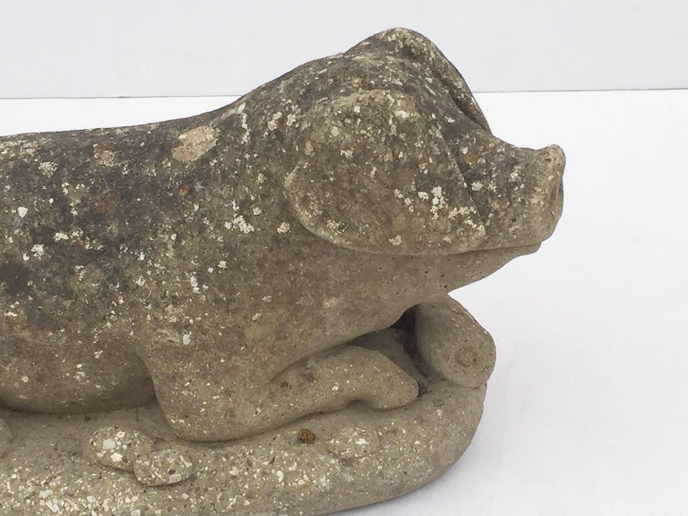English Garden Stone Pig at 1stDibs