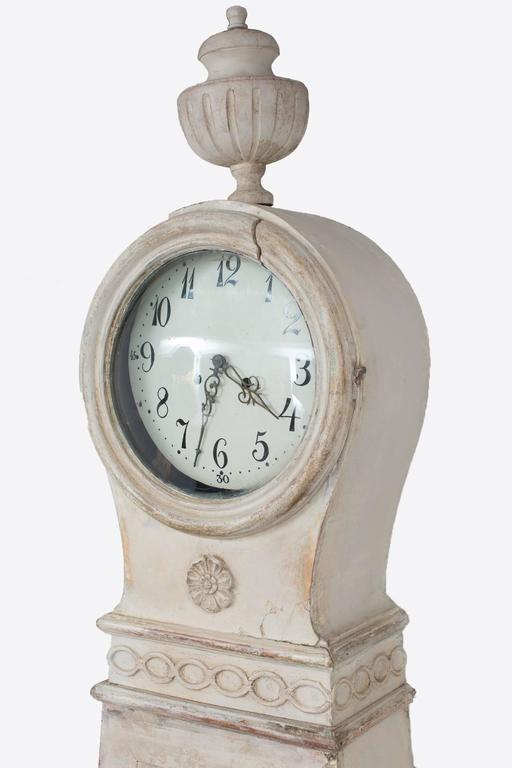 Floor Clock White Painted Gustavian, Sweden For Sale at 1stDibs