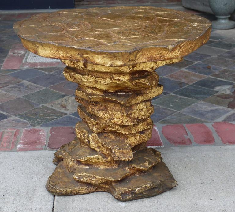 John Dickinson Style Gilt Faux Rock Table at 1stDibs