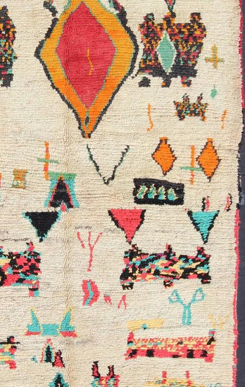 Vintage Moroccan Azilal Rug with Tribal design in bright Colors For ...