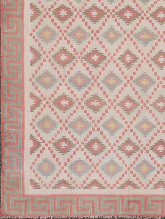 Large Vintage Indian Designer Cotton Dhurrie 10'6 x 19'4 For Sale at ...