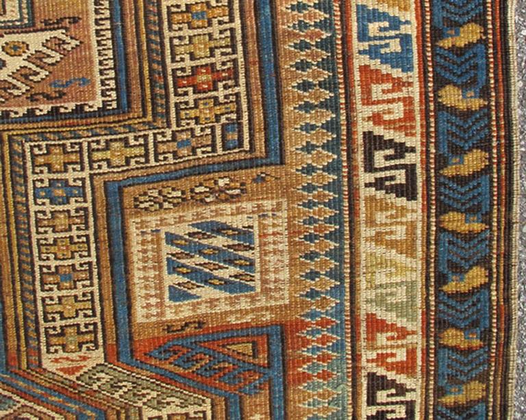 Antique Caucasian Kazak Rug with Geometric Star, Cross and Greek Key ...