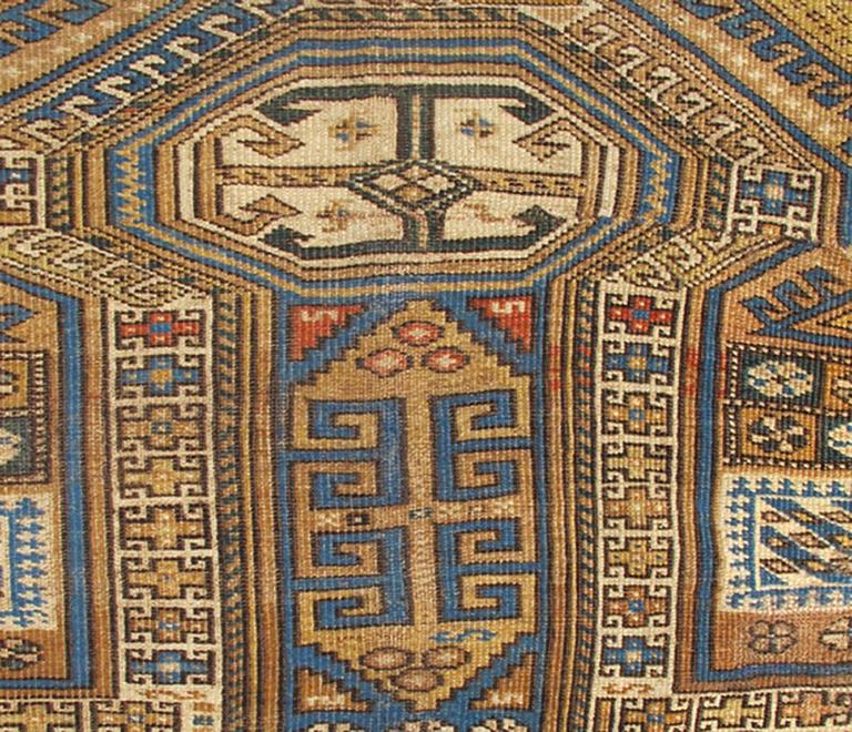 Antique Caucasian Kazak Rug with Geometric Star, Cross and Greek Key ...