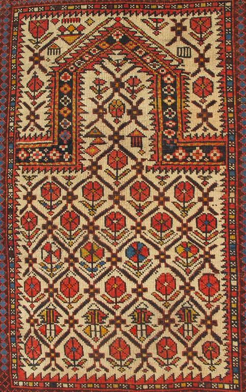 Antique Shirvan Prayer Rug with All-Over Floral Design and Geometric ...
