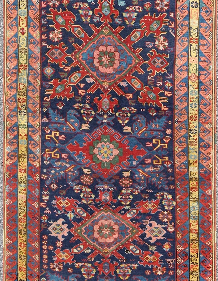 Amazing Antique Caucasian Seychour Rug with Diamond Medallions in Rich ...