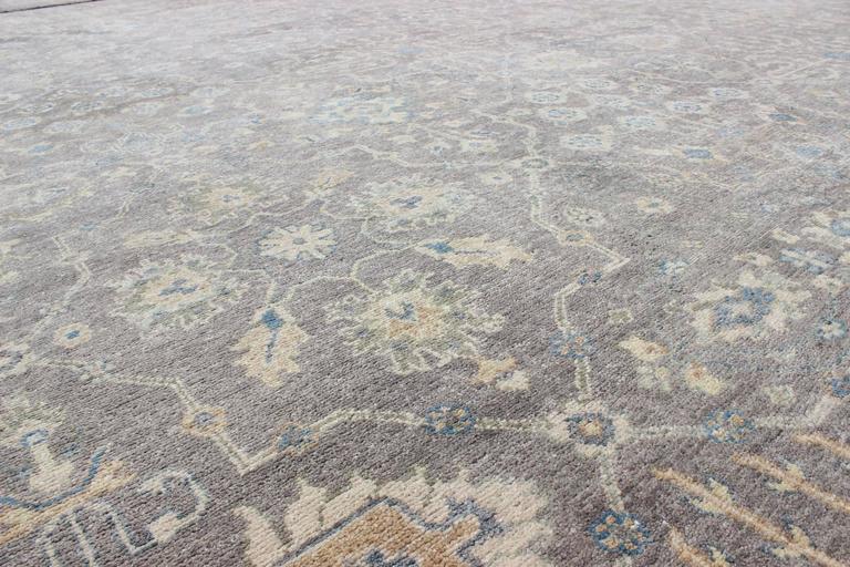 Square Shaped Modern Rug with Garden Pattern in Gray Tones and Neutral ...