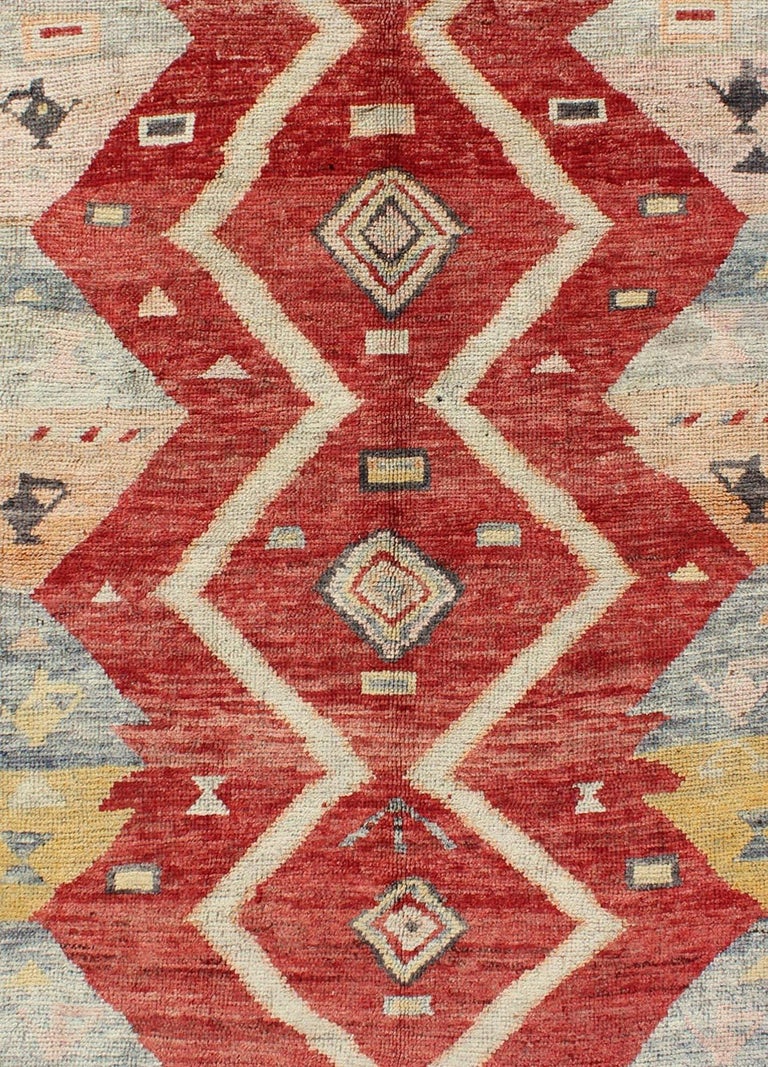 Colorful Antique Turkish Tulu Rug with Diamond Shapes Among Geometric ...