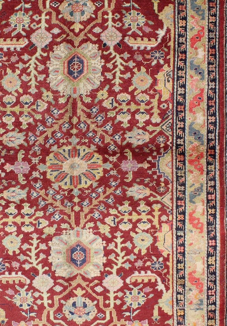 Colorful Turkish Oushak Carpet with Scattered Vines and Flowers on a ...