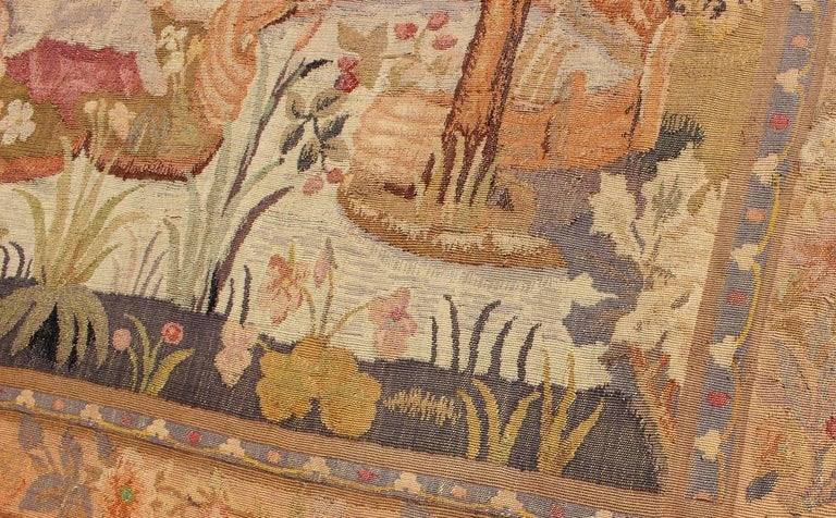 European Tapestry from 19th Century, France Depicting Abundant Woodland ...